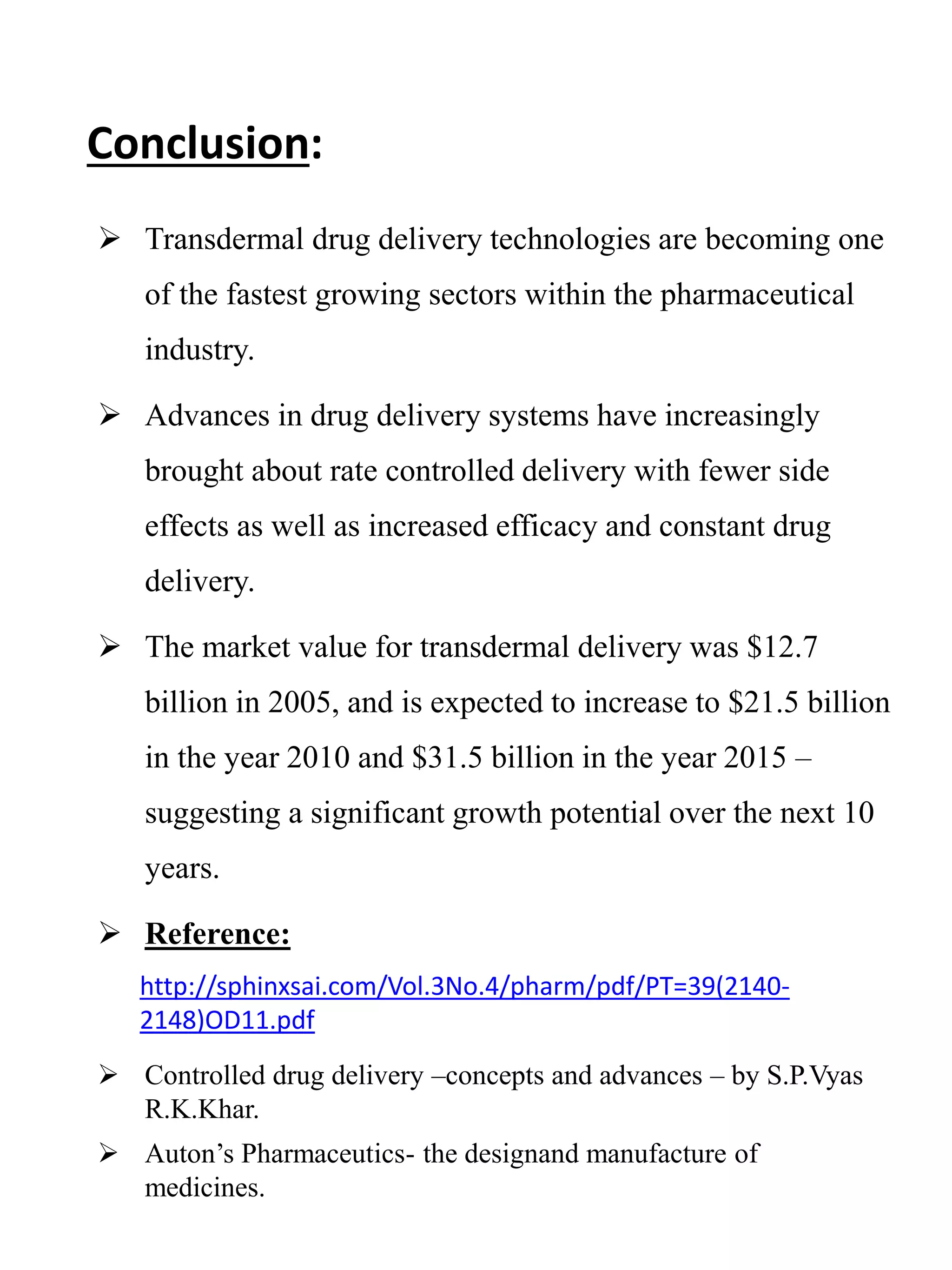 transdermal drug delivery system | PDF