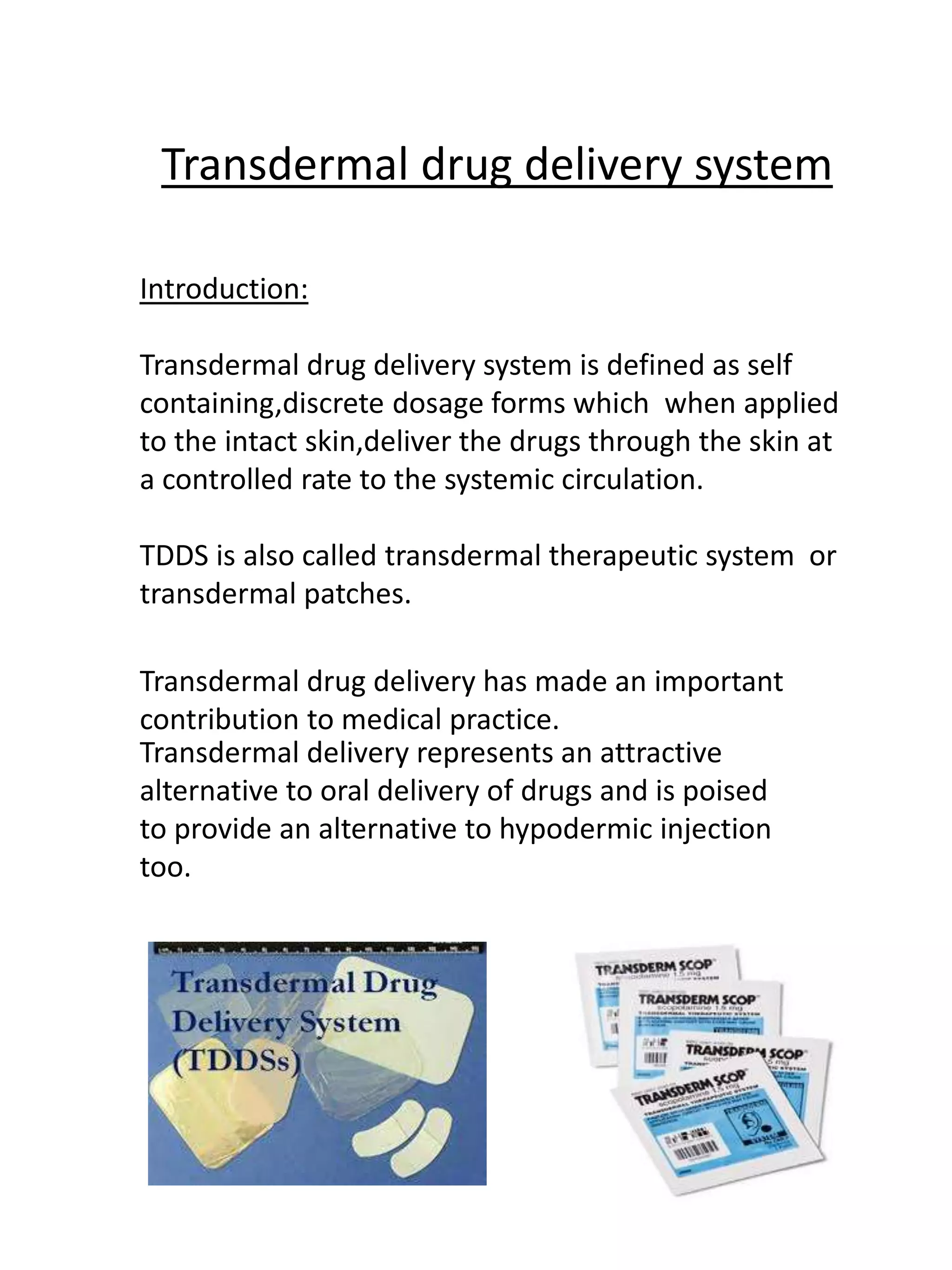 transdermal drug delivery system | PDF