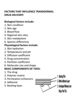 transdermal drug delivery system | PDF