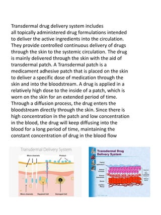 transdermal drug delivery system | PDF