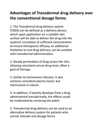 transdermal drug delivery system | PDF