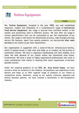 Techno Equipment, New Delhi, Spiral Mixers | PDF