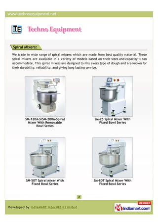 Techno Equipment, New Delhi, Spiral Mixers | PDF