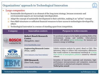 Technological innovations for sustainability | PPTX
