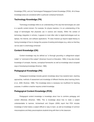 Technological pedagogical content knowledge BEd | PDF