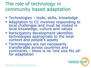 Technologies for community-based adaptation to climate change: some ...