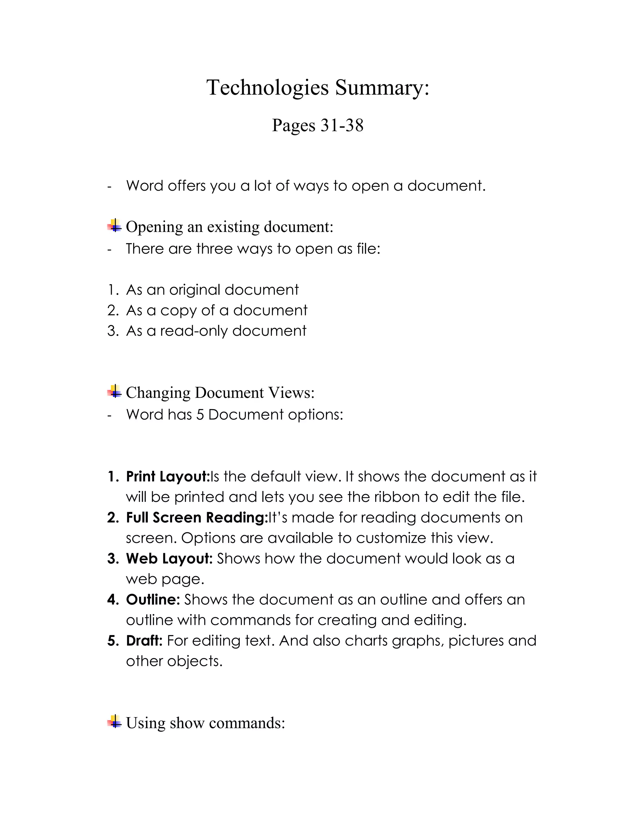 Technologies summary | PDF