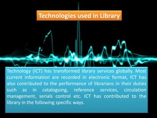 Technologies used in a library : problems and solutions | PPTX