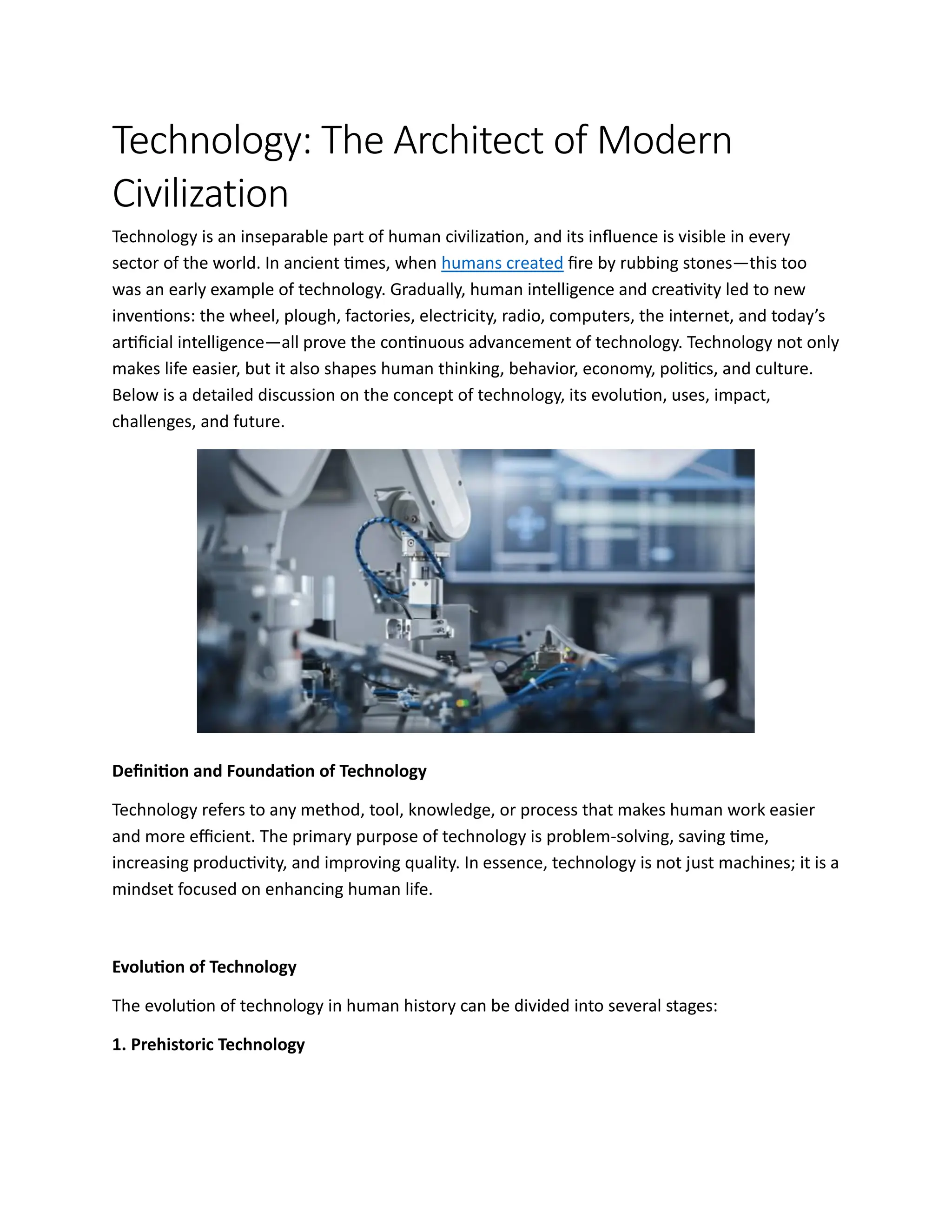 Technology.pdf Technology: The Architect of Modern Civilization | PDF