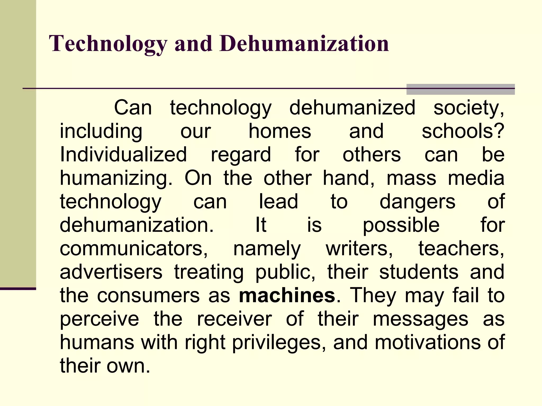 Technology And Dehumanization | PPS