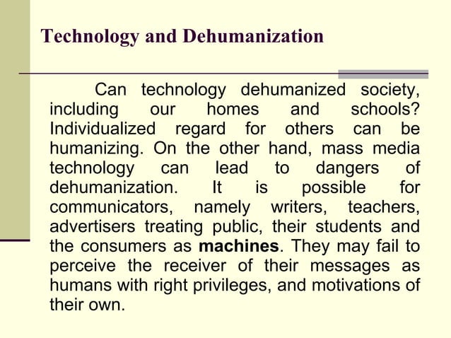Technology And Dehumanization | PPS | Technology & Computing