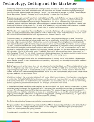 Technology Coding and the Marketer | PDF | Web Development | Internet