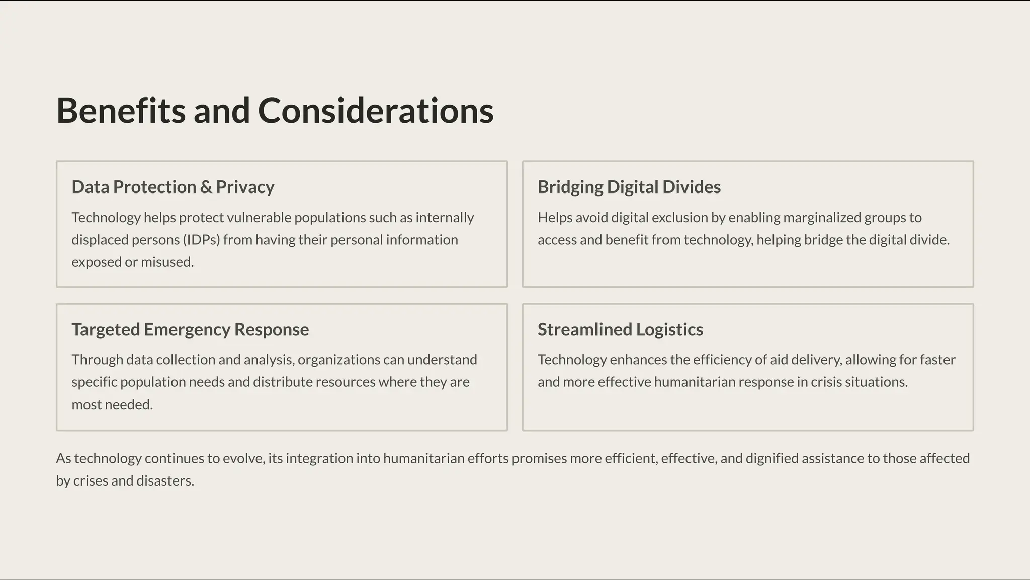A Look at Technology in Humanitarian Efforts | PDF