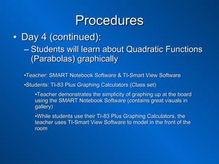 Technology Lesson Plan Assignment: Quadratice Functions | PPT