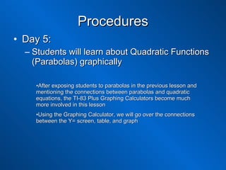 Technology Lesson Plan Assignment: Quadratice Functions | PPT
