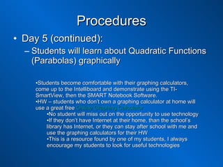 Technology Lesson Plan Assignment: Quadratice Functions | PPT