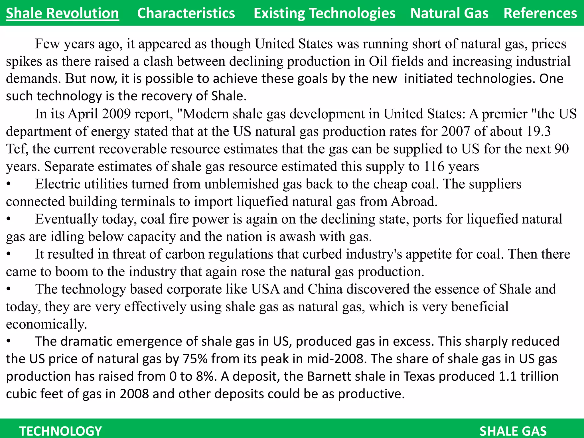 Technology - The Shale Revolution !!! | PPTX