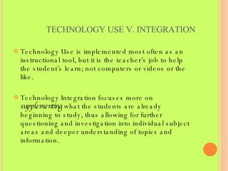 Technology Use V. Technology Integration In The Classroom | PPT