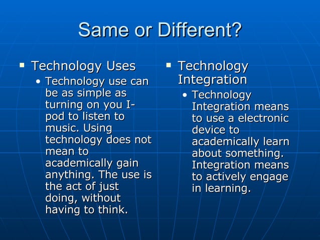 Technology Use Vs Technology Integration Ppt | PPT