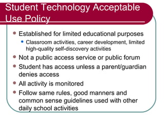 Technology acceptable use policy for students 08202011[1] | PPT