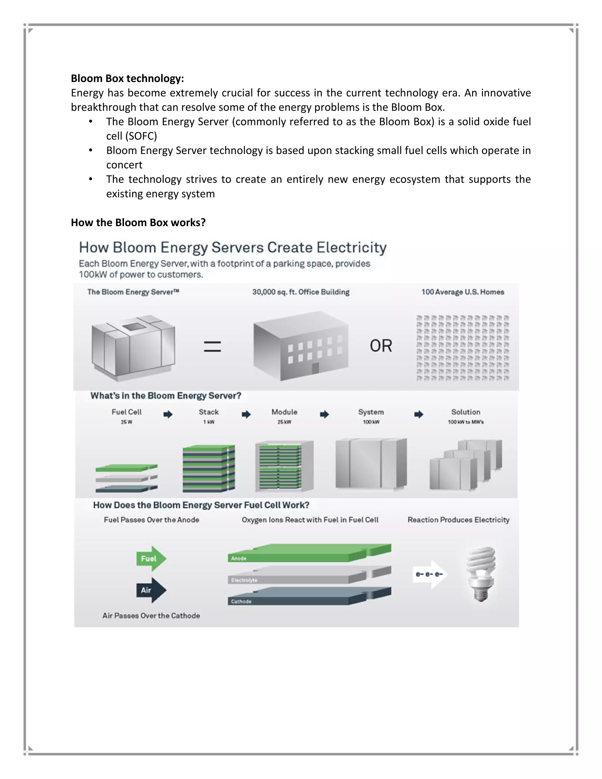 Technology analysis - Bloom Box | PDF