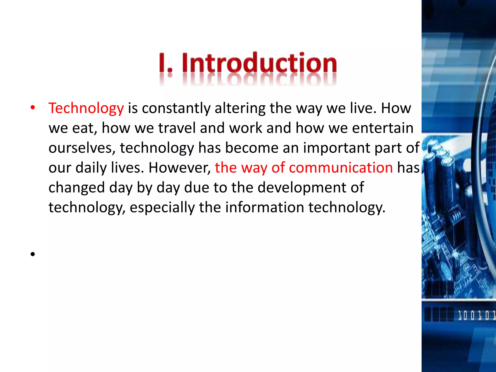 Technology and communication | PPTX | Technology & Computing