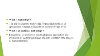 TECHNOLOGY AND EDUCATION in secondary edu.pptx | Technology & Computing