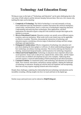 Technology And Education Essay.pdf