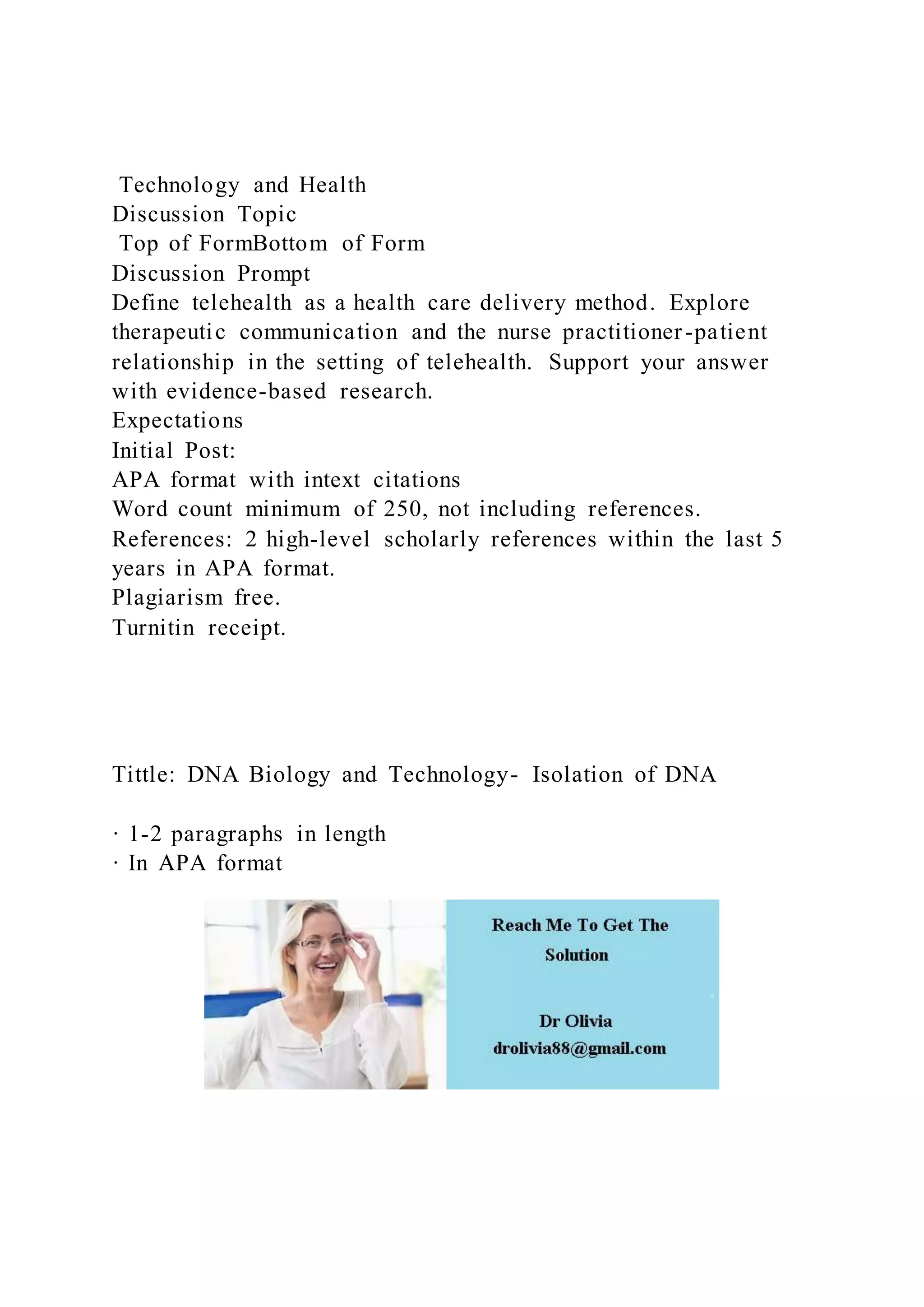 Technology and HealthDiscussion Topic Top of FormBottom of Fo | DOCX