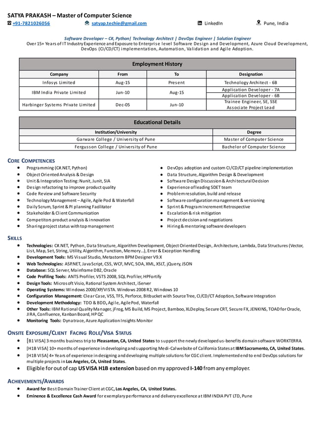 Resume: DevOps/Technology Architect - Satya Prakash | PDF