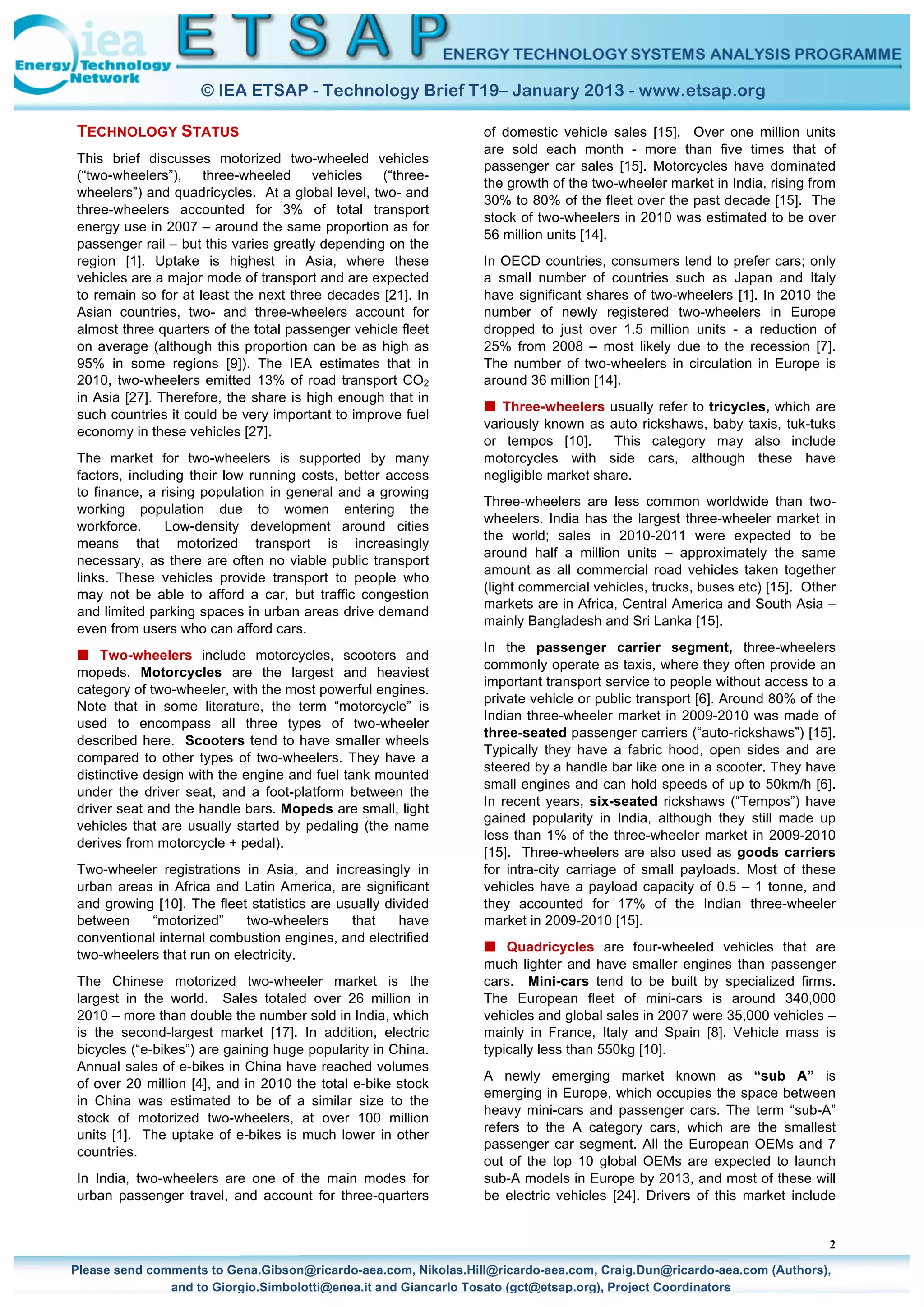 Technology brief two-wheelers and three-wheelers | PDF