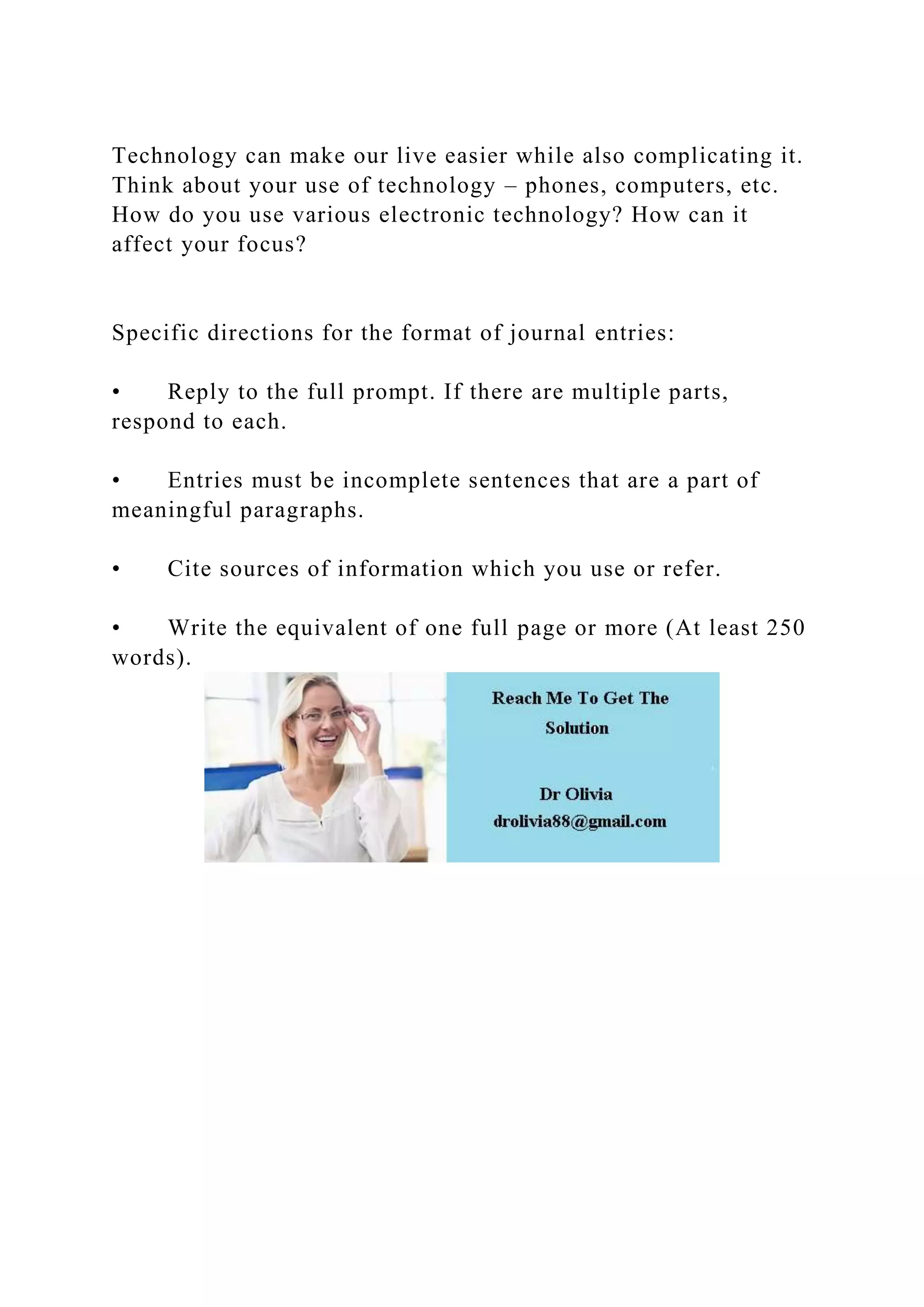 Technology can make our live easier while also complicating it. Thin.docx