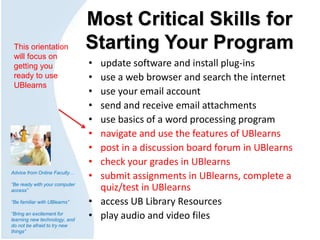 Technology Competencies for Online Learning at UB | PPT