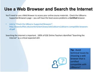 Technology Competencies for Online Learning at UB | PPT