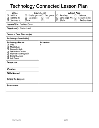 Technology connected lesson plan | PDF