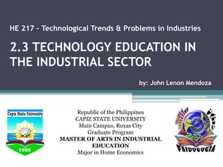 Technology education in industrial sector | PPTX
