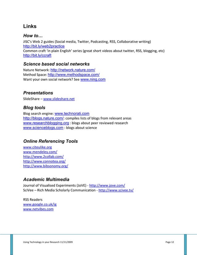 Technology Enabled Research Handout | PDF