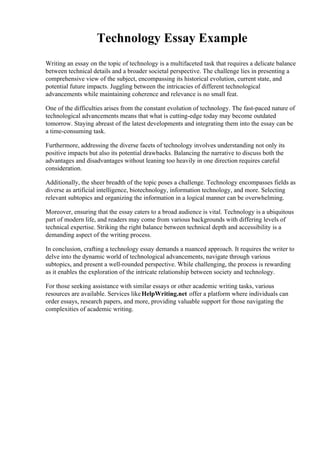Technology Essay Example. Northland College | PDF