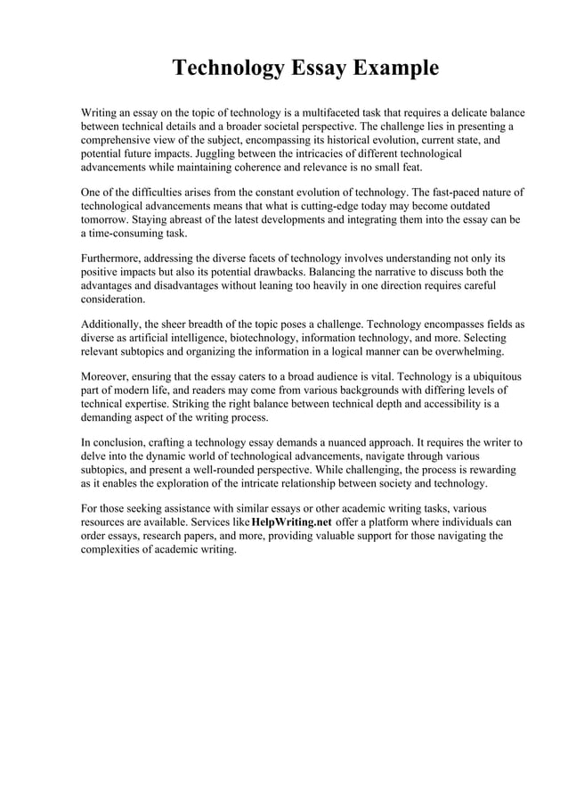Technology Essay Example. Northland College | PDF
