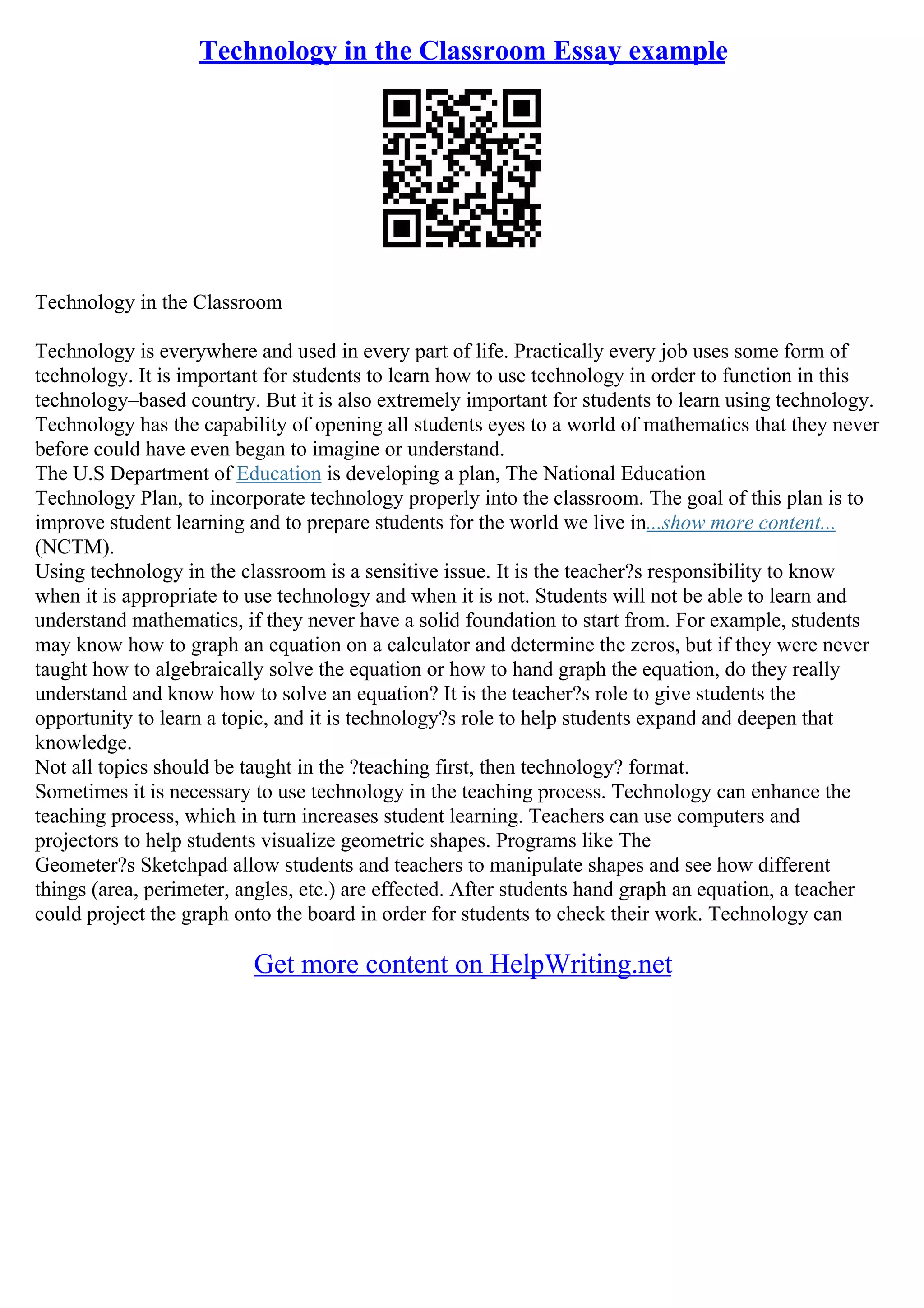 Technology Essay Sample | PDF