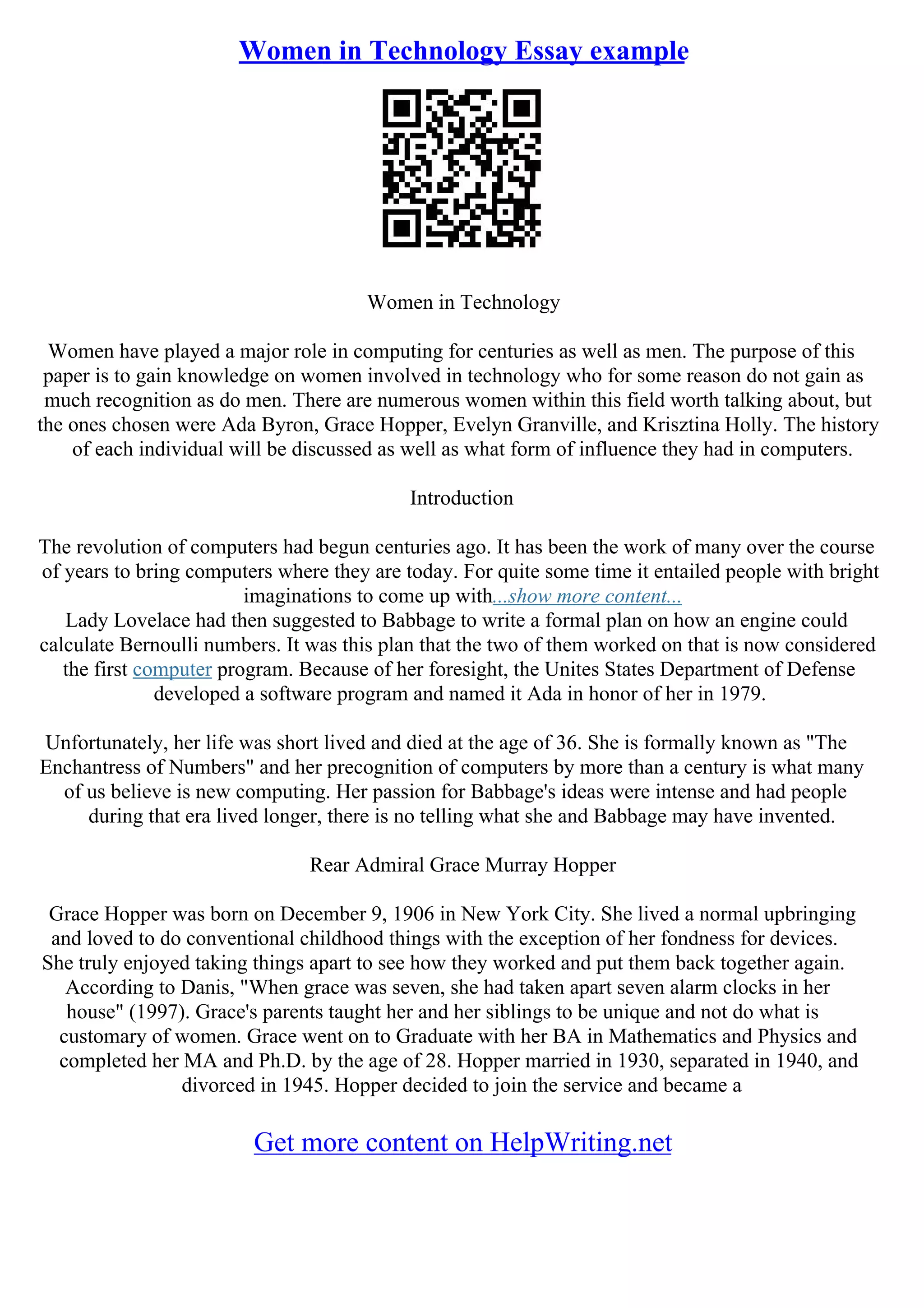 Technology Essay Sample | PDF