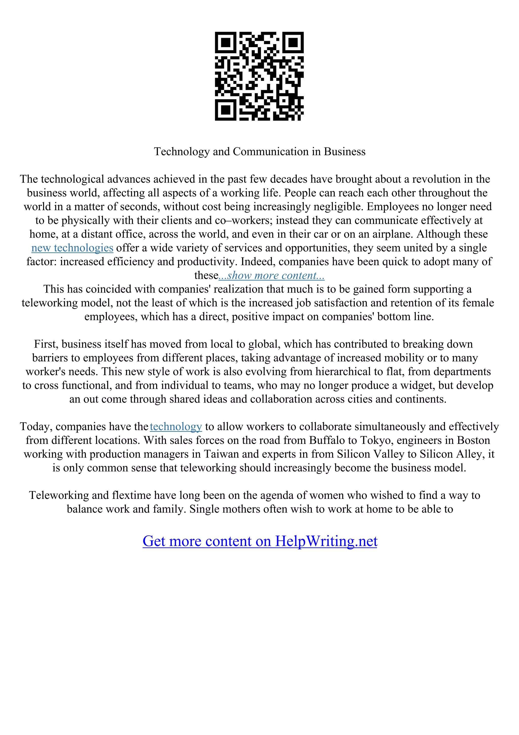 Technology Essay Sample | PDF