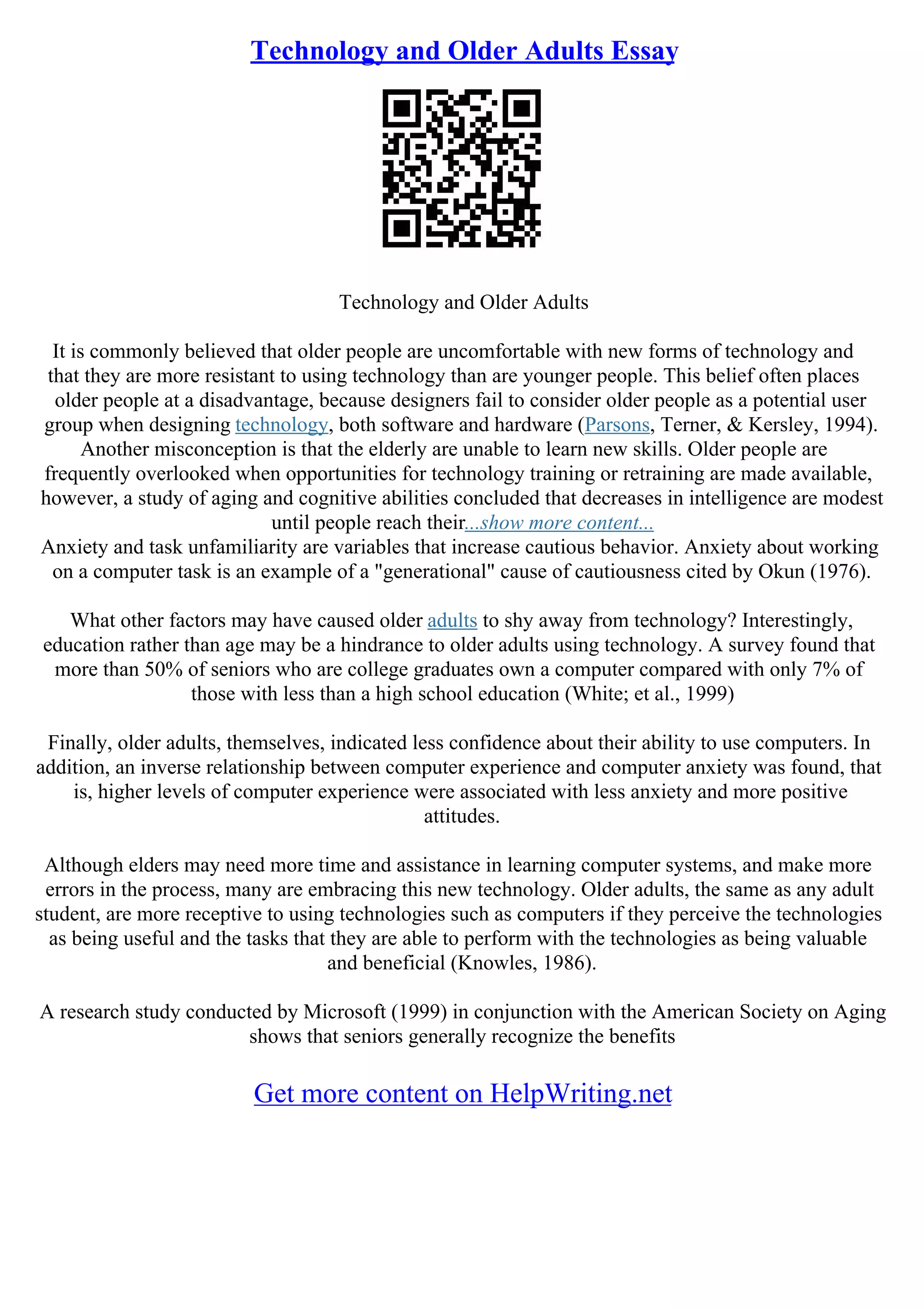 Technology Essay Sample | PDF