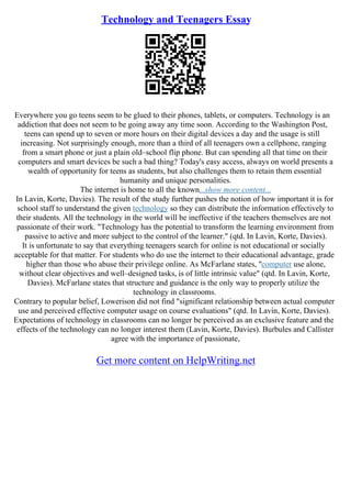 Technology Essay Sample | PDF