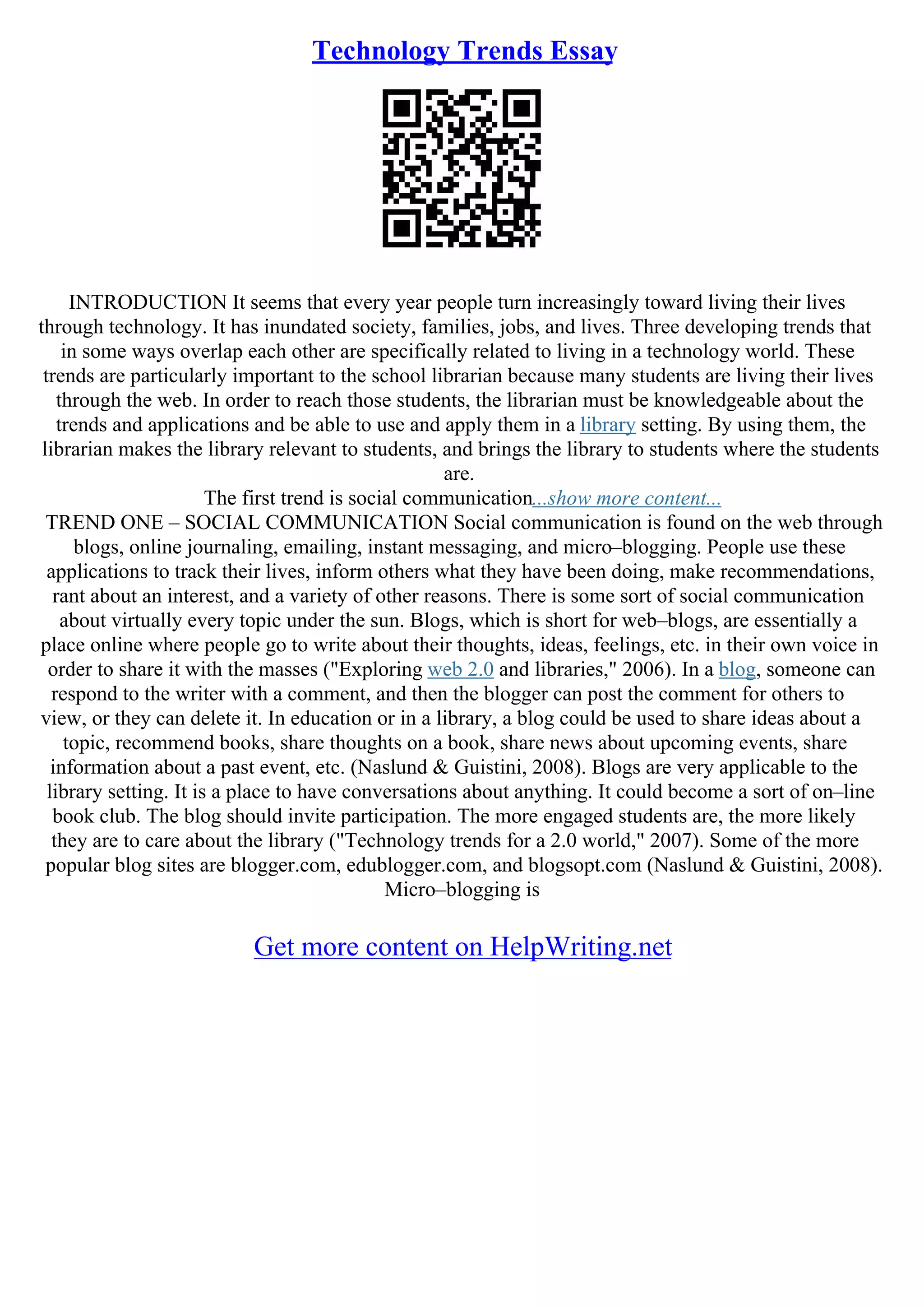 Technology Essay Topics | PDF