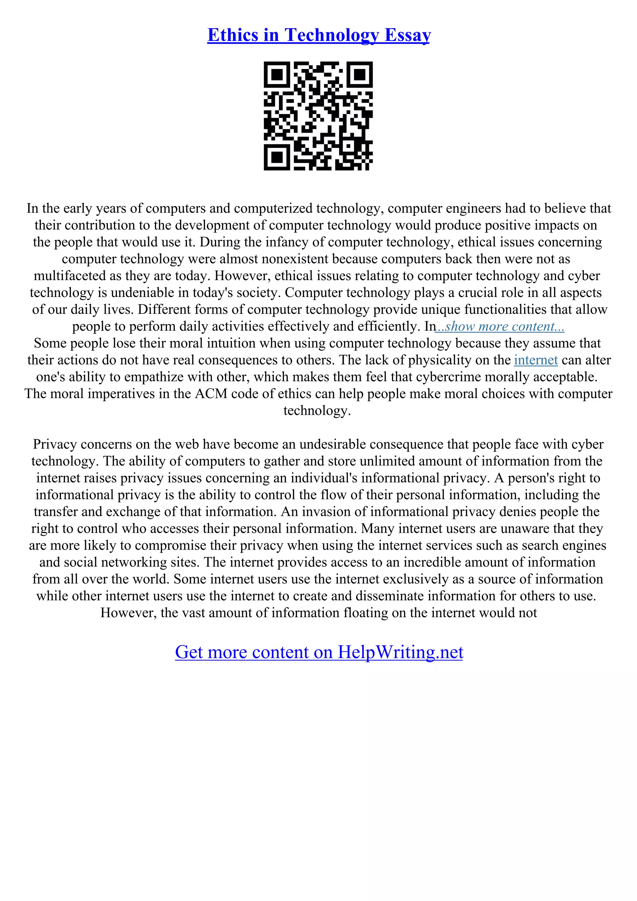 Technology Essay Topics | PDF