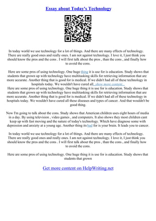 Technology Essay Topics | PDF