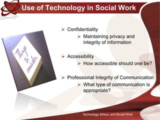 "Technology, Ethics, and Social Work" | PDF | Social Networking | Internet