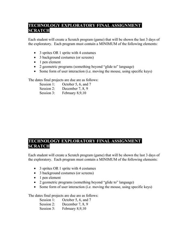 T E C H N O L O G Y E X P L O R A T O R Y F I N A L A S S I G N M E N T Scratch | PDF