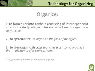 Technology for Organizing | PPT